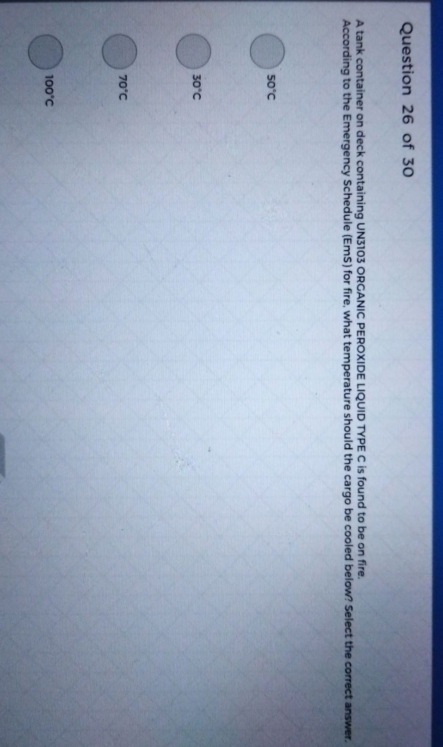 Question 26 of 30 A tank container on deck | StudyX