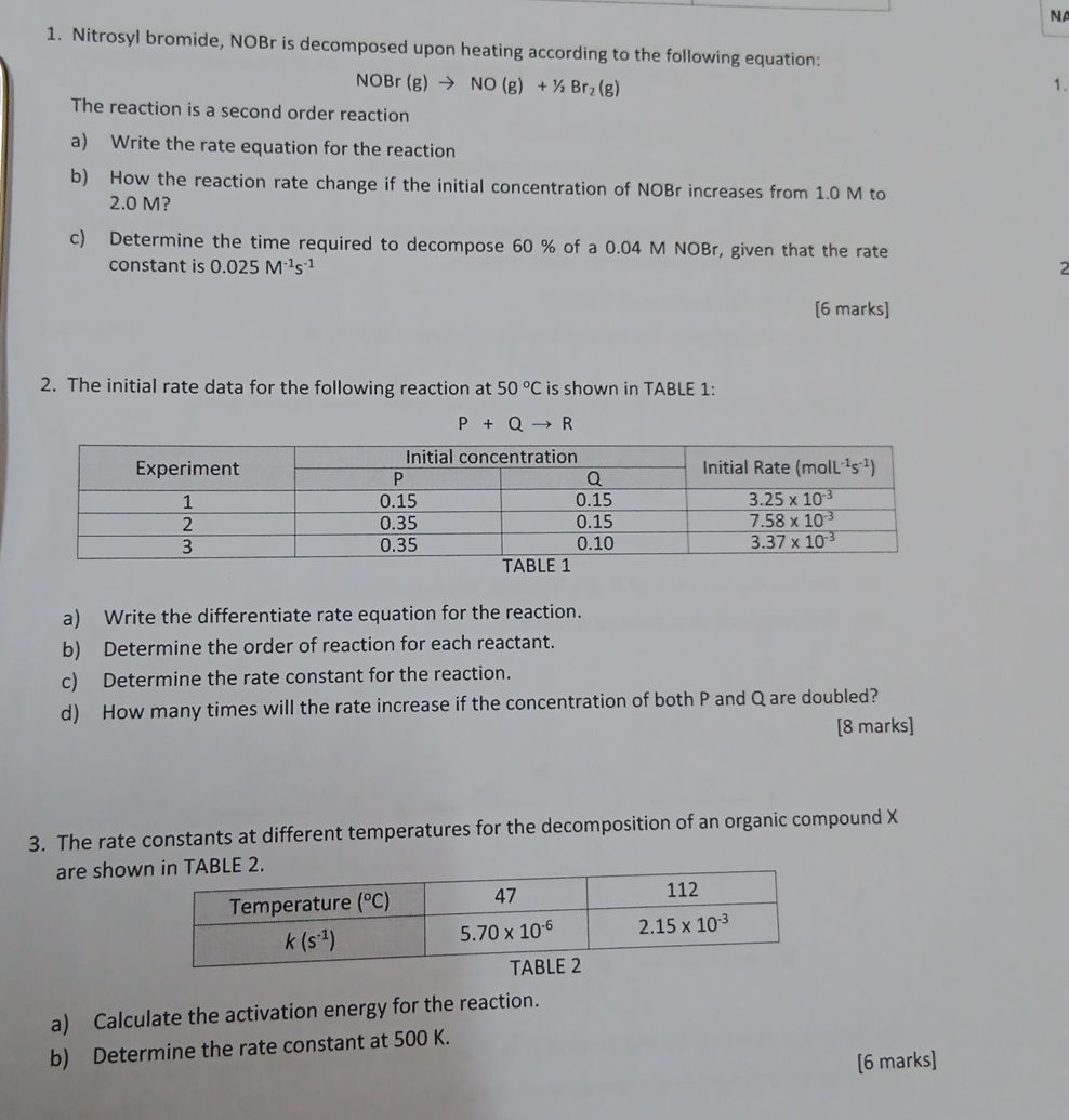 1. Nitrosyl bromide, NOBr is decomposed upon | StudyX
