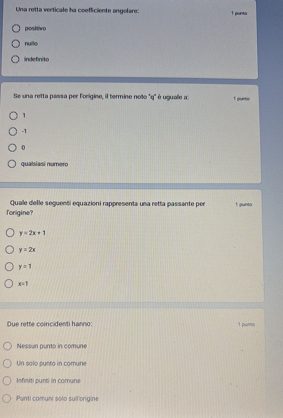 Una retta verticale ha coefficiente | StudyX