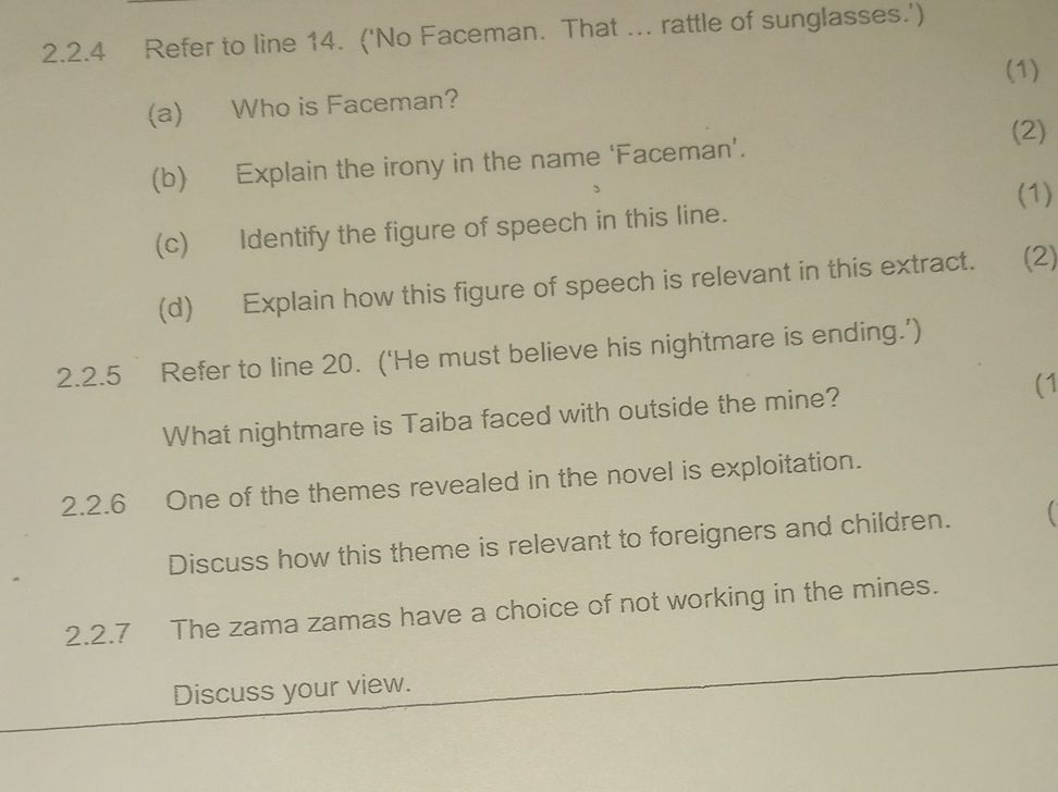 2.2.4 Refer to line 14. ('No Faceman. That | StudyX