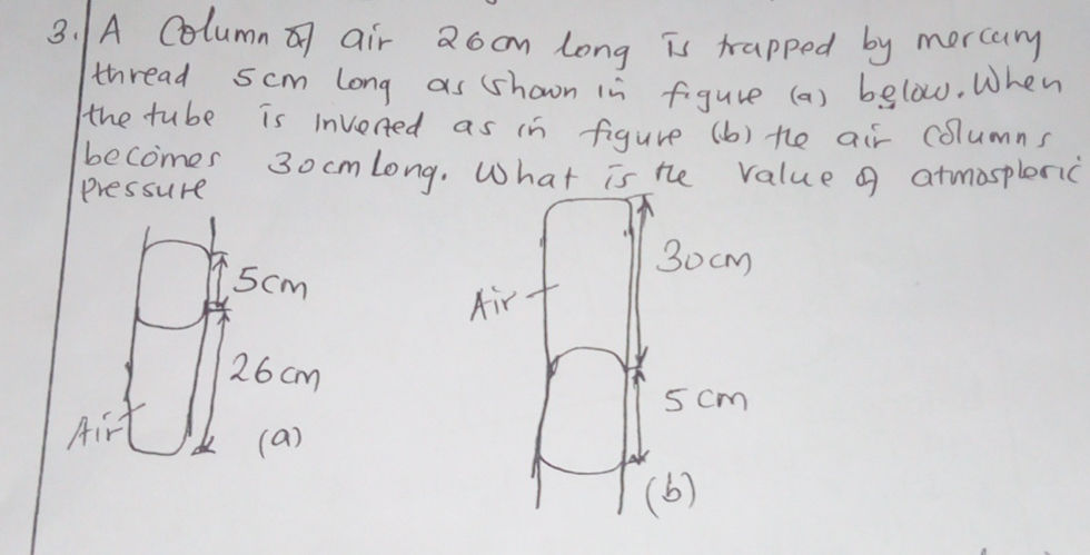 3. A Column of air 26cm long is trapped by | StudyX