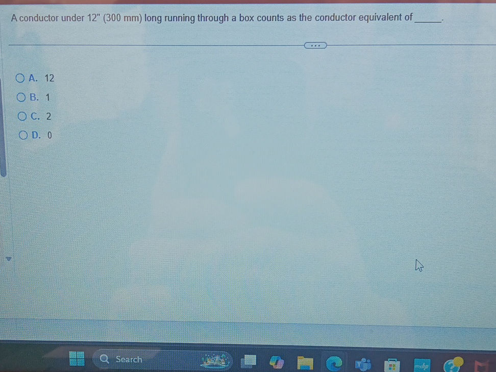 A conductor under 12" (300 mm) long running | StudyX