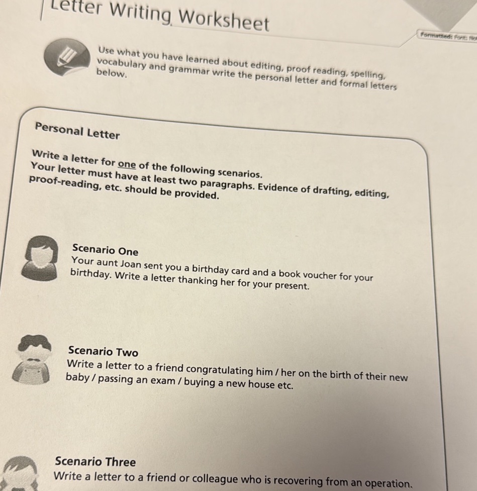 Write a letter for one of the following | StudyX