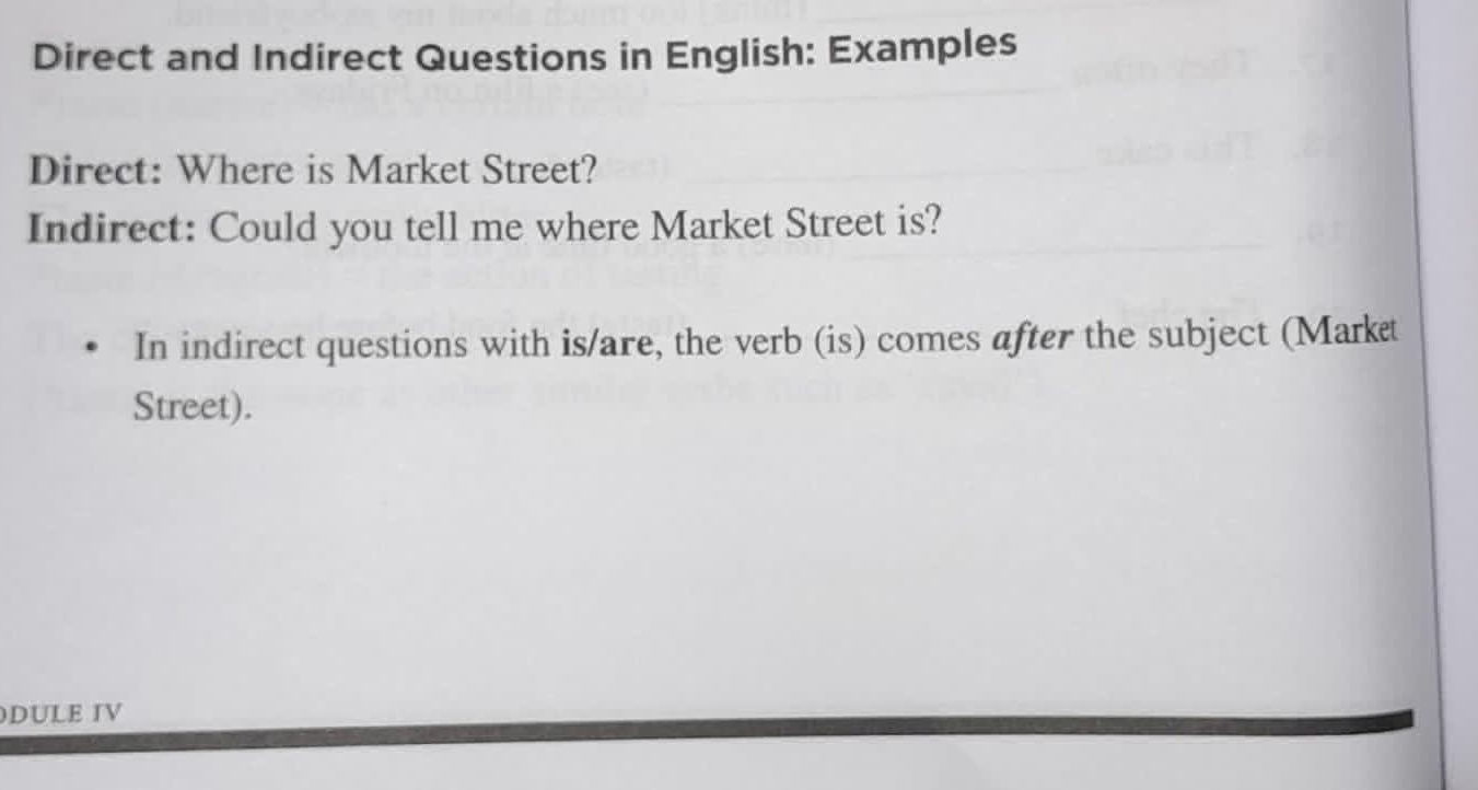 Direct and Indirect Questions in English: | StudyX