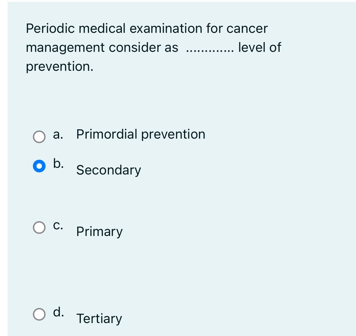 Periodic medical examination for cancer | StudyX