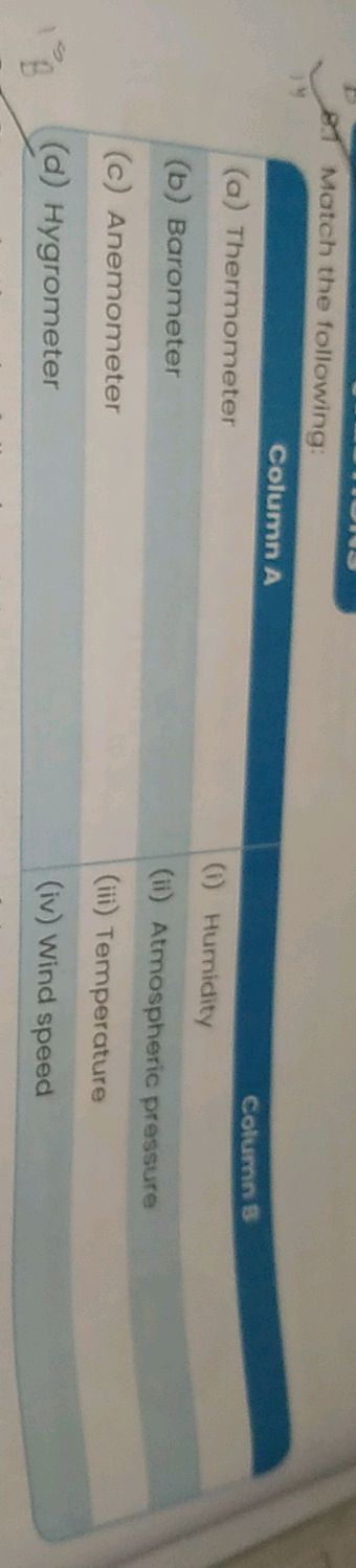 Match the following: Column A | Column B | StudyX