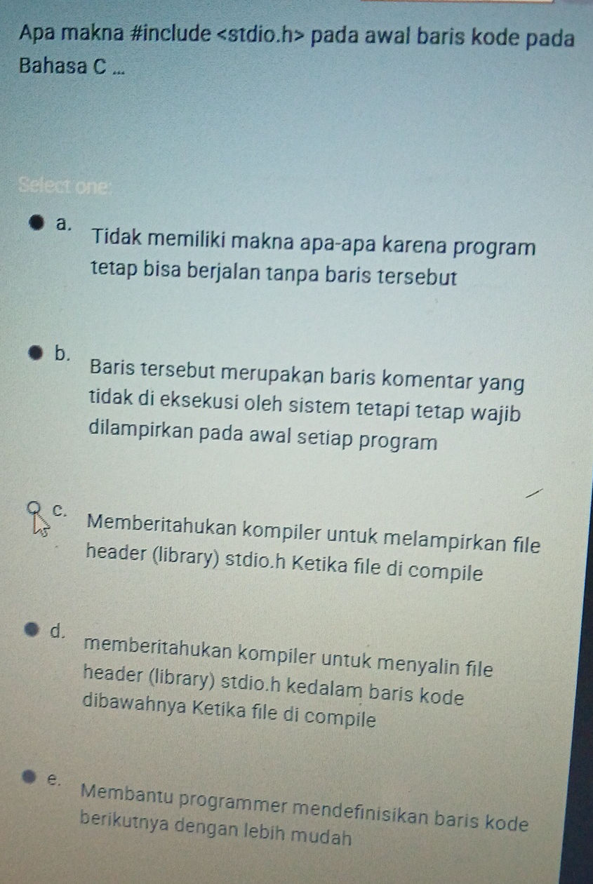 Apa makna `#include ` pada awal baris kode | StudyX