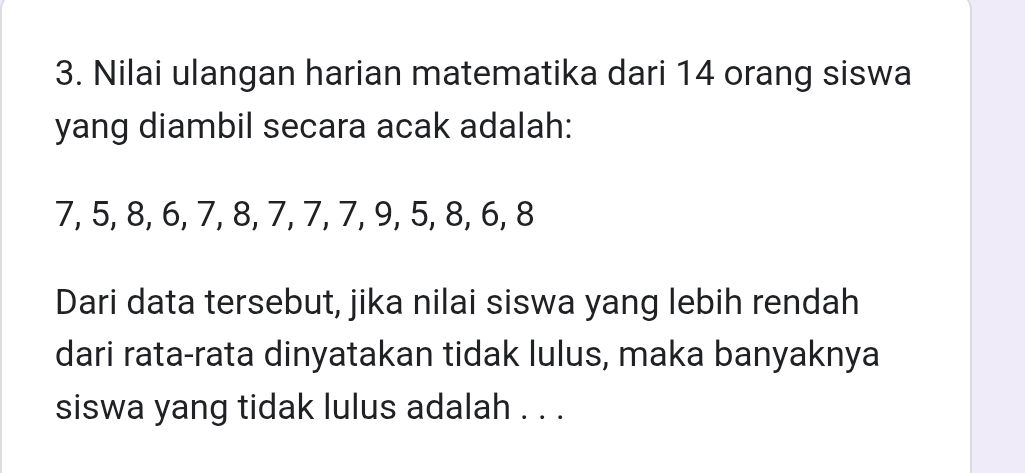 3. Nilai ulangan harian matematika dari 14 | StudyX