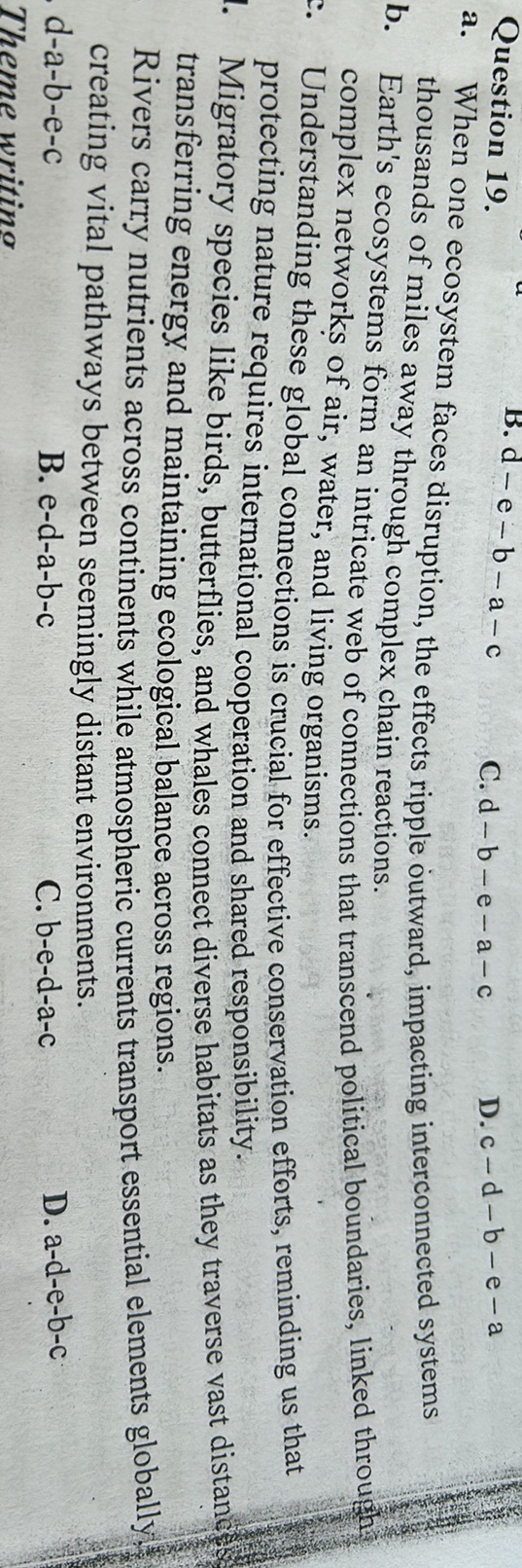 Question 19. a. When one ecosystem faces | StudyX