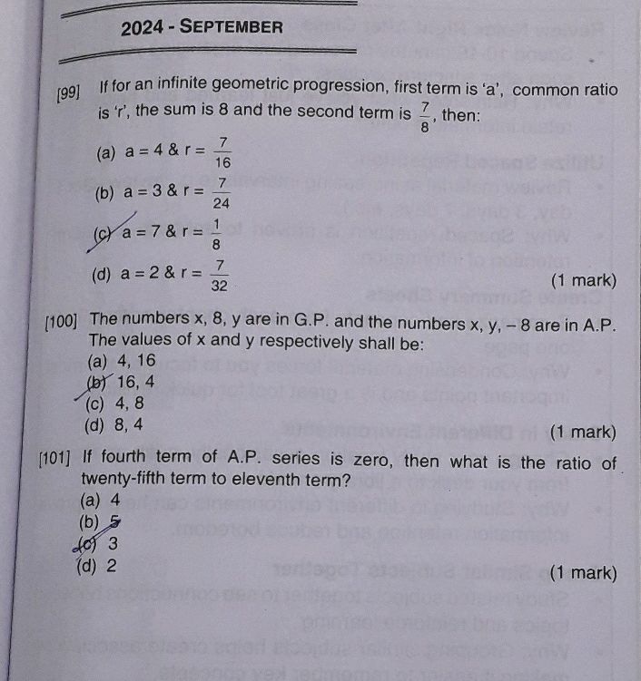[99] If for an infinite geometric | StudyX