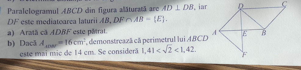 Paralelogramul ABCD din figura alăturată are | StudyX