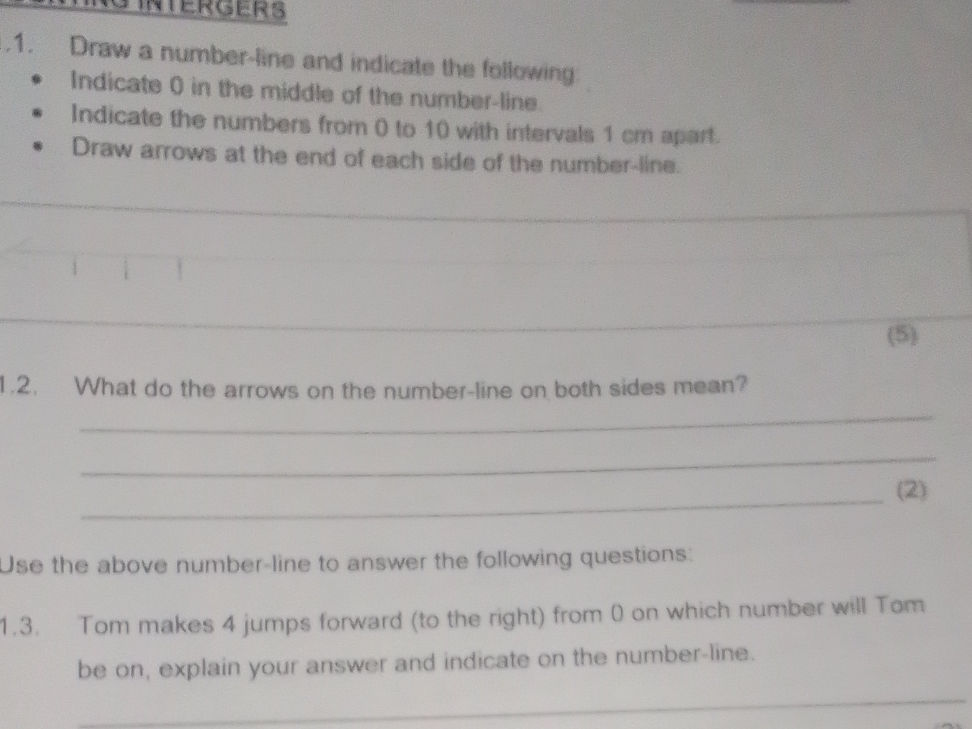 1. Draw a number-line and indicate the | StudyX