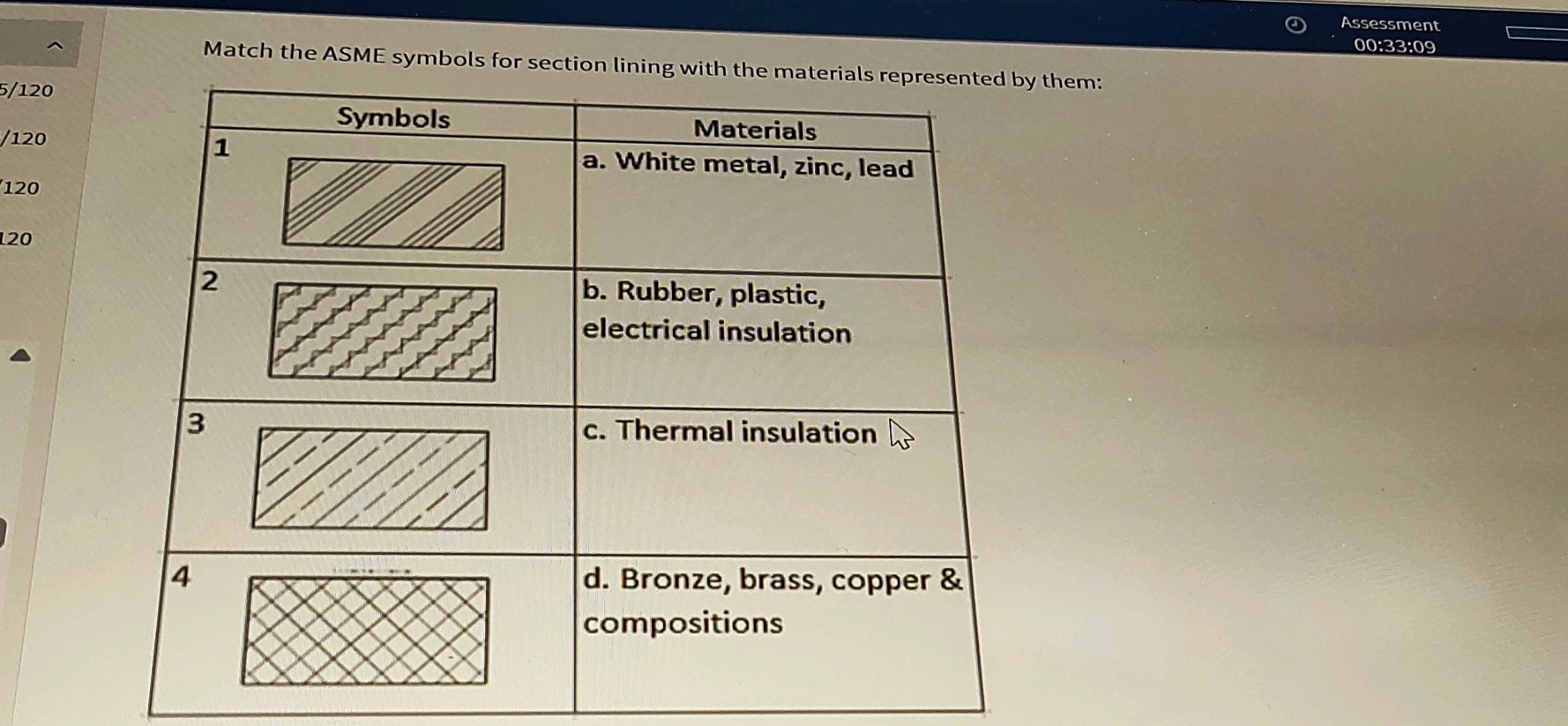 Match the ASME symbols for section lining | StudyX