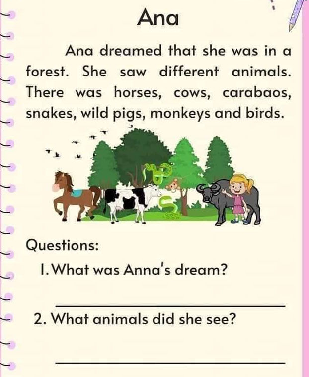 Ana dreamed that she was in a forest. She | StudyX