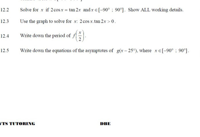 12.2 Solve for x if $2 ext{cos}x
