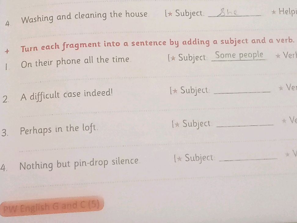 Turn each fragment into a sentence by adding | StudyX