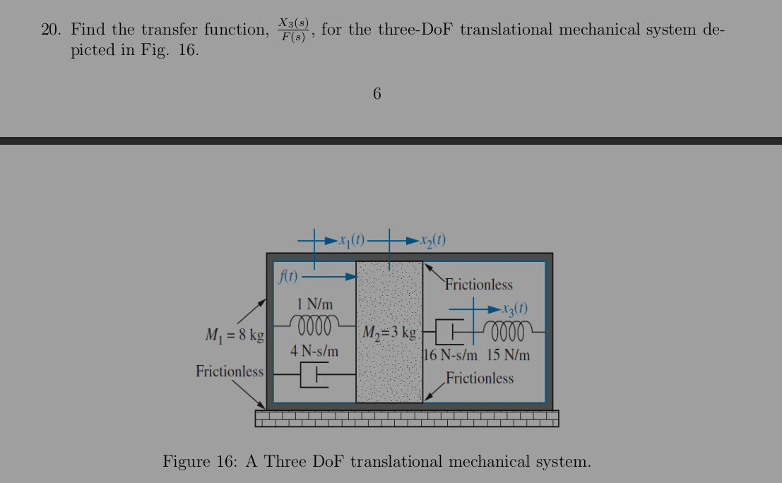 20. Find the transfer function, $ | StudyX