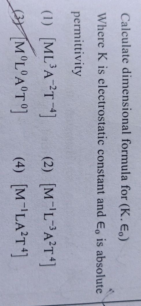 Calculate dimensional formula for (K.E₀) | StudyX