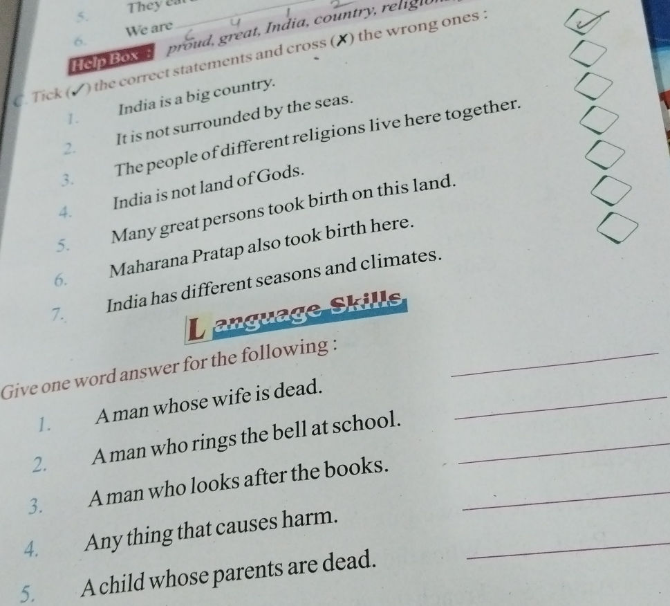 Tick ( ) the correct statements and cross | StudyX