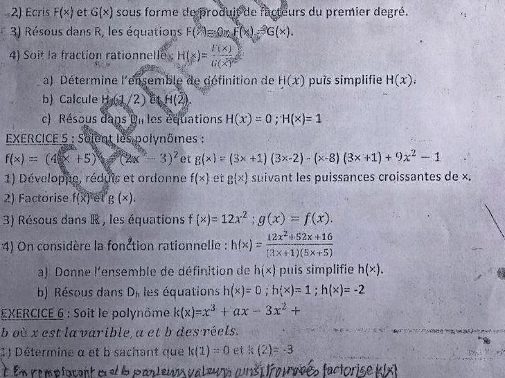 2) Ecris F(x) et G(x) sous forme de produit | StudyX