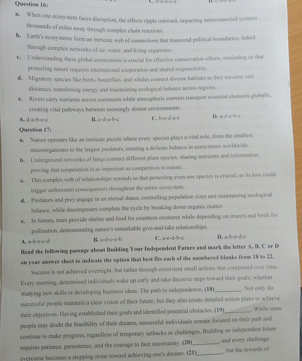 Question 16: a. When one ecosystem faces | StudyX