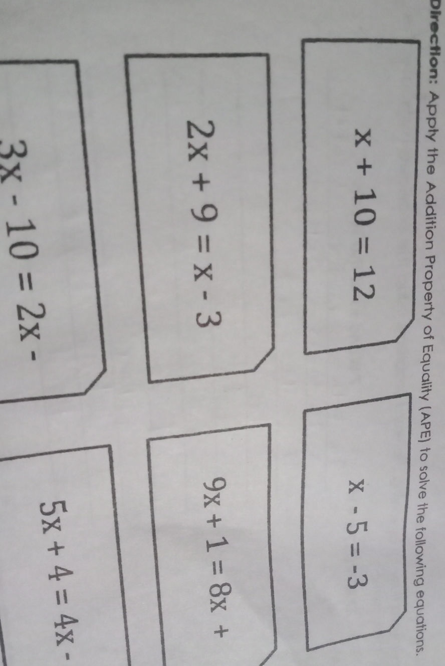 Direction: Apply the Addition Property of | StudyX