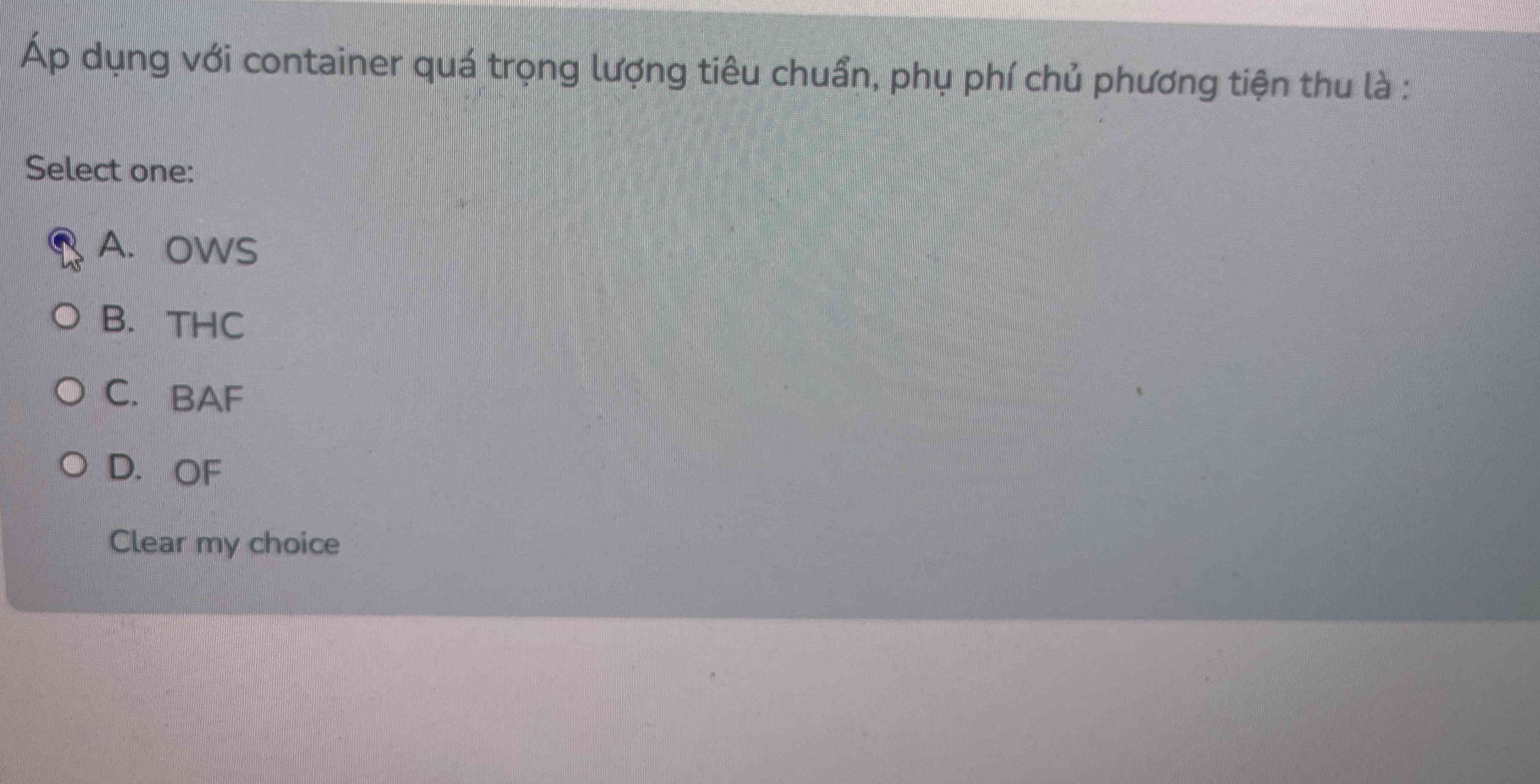 Áp dụng với container quá trọng lượng tiêu | StudyX