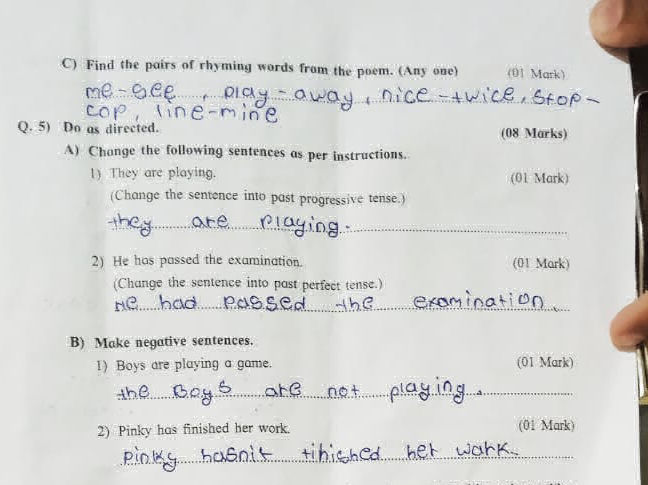 C) Find the pairs of rhyming words from the | StudyX