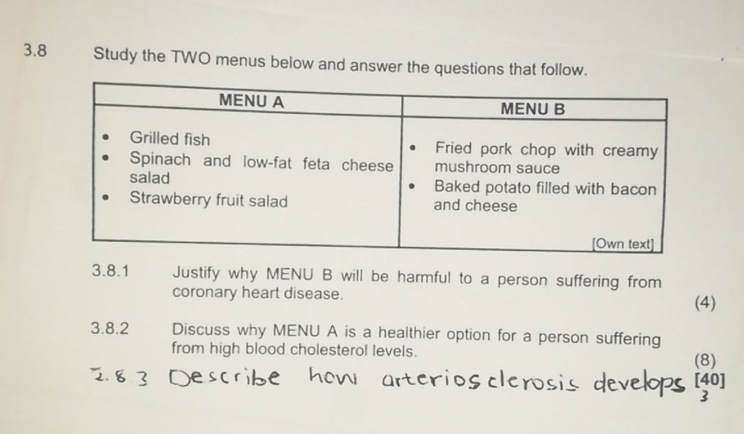 Study the TWO menus below and answer the | StudyX