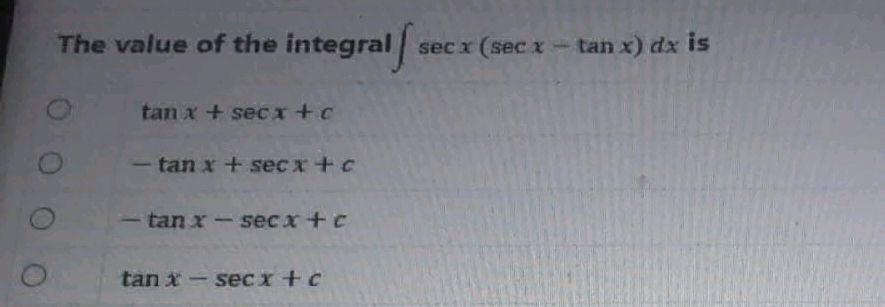 The value of the integral $ sec x (sec x - | StudyX