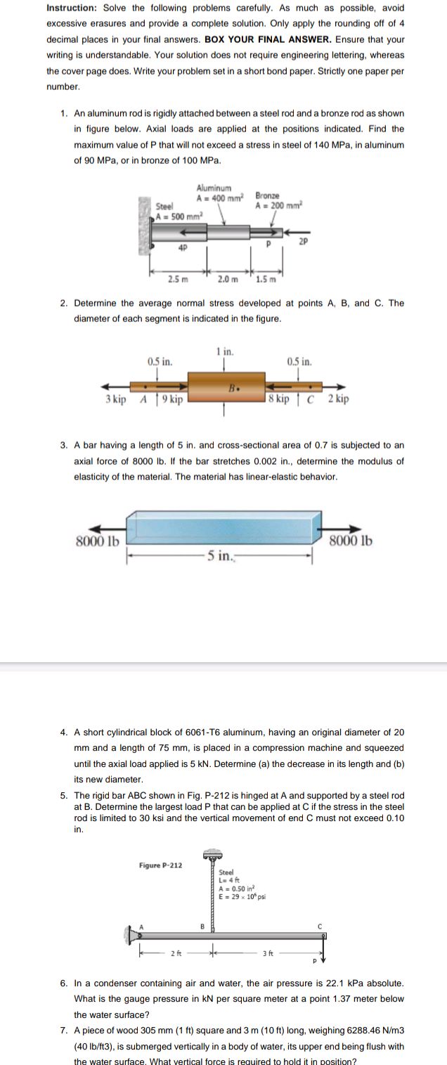 1. An aluminum rod is rigidly attached | StudyX
