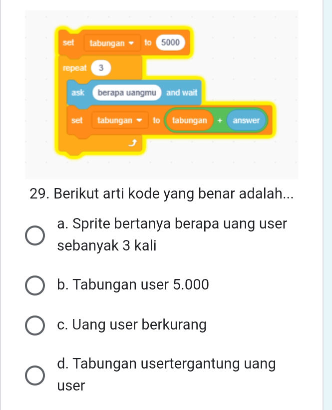29. Berikut arti kode yang benar adalah... | StudyX