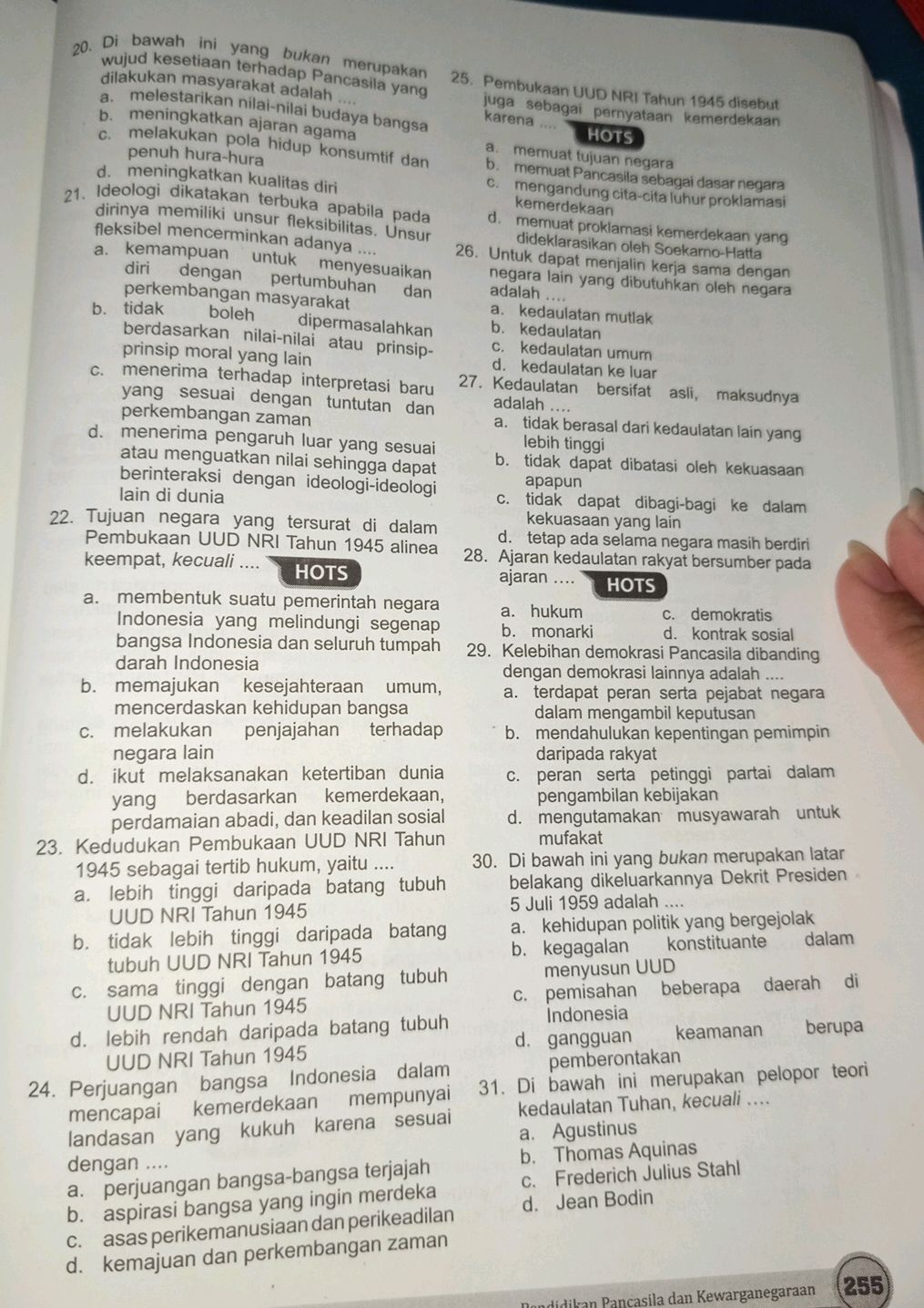 20. Di bawah ini yang bukan merupakan wujud | StudyX