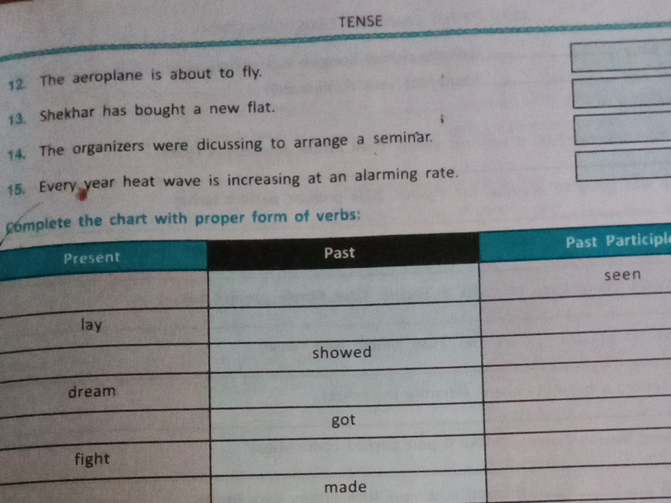 Complete the chart with proper form of | StudyX