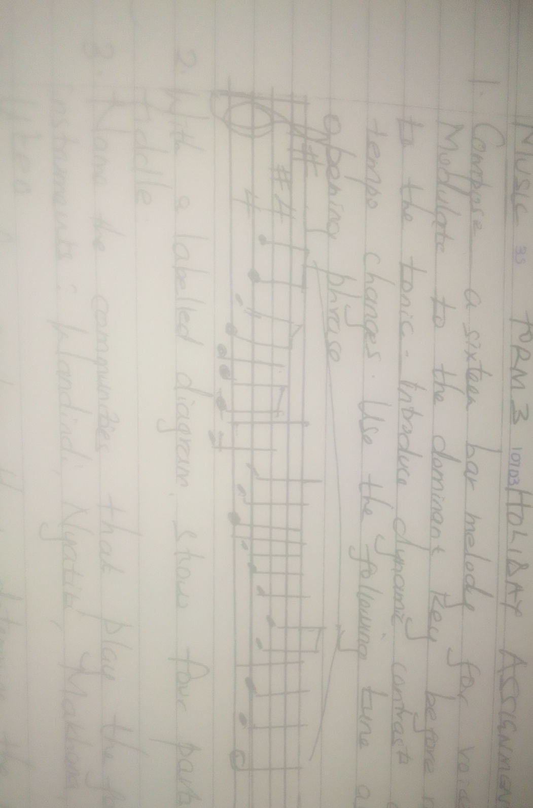 1. Compose a sixteen bar melody for voice. | StudyX