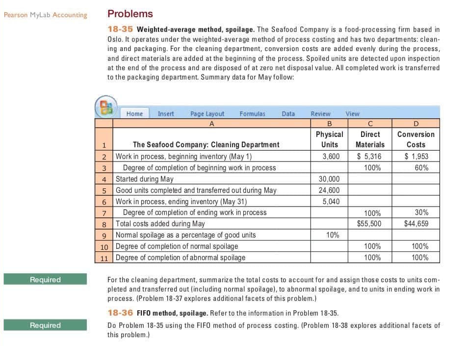 18-35 Weighted-average method, spoilage. The | StudyX
