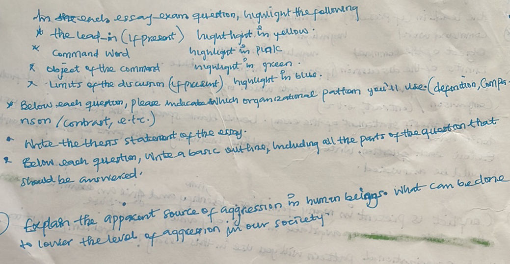 In the essay exam question, highlight the | StudyX