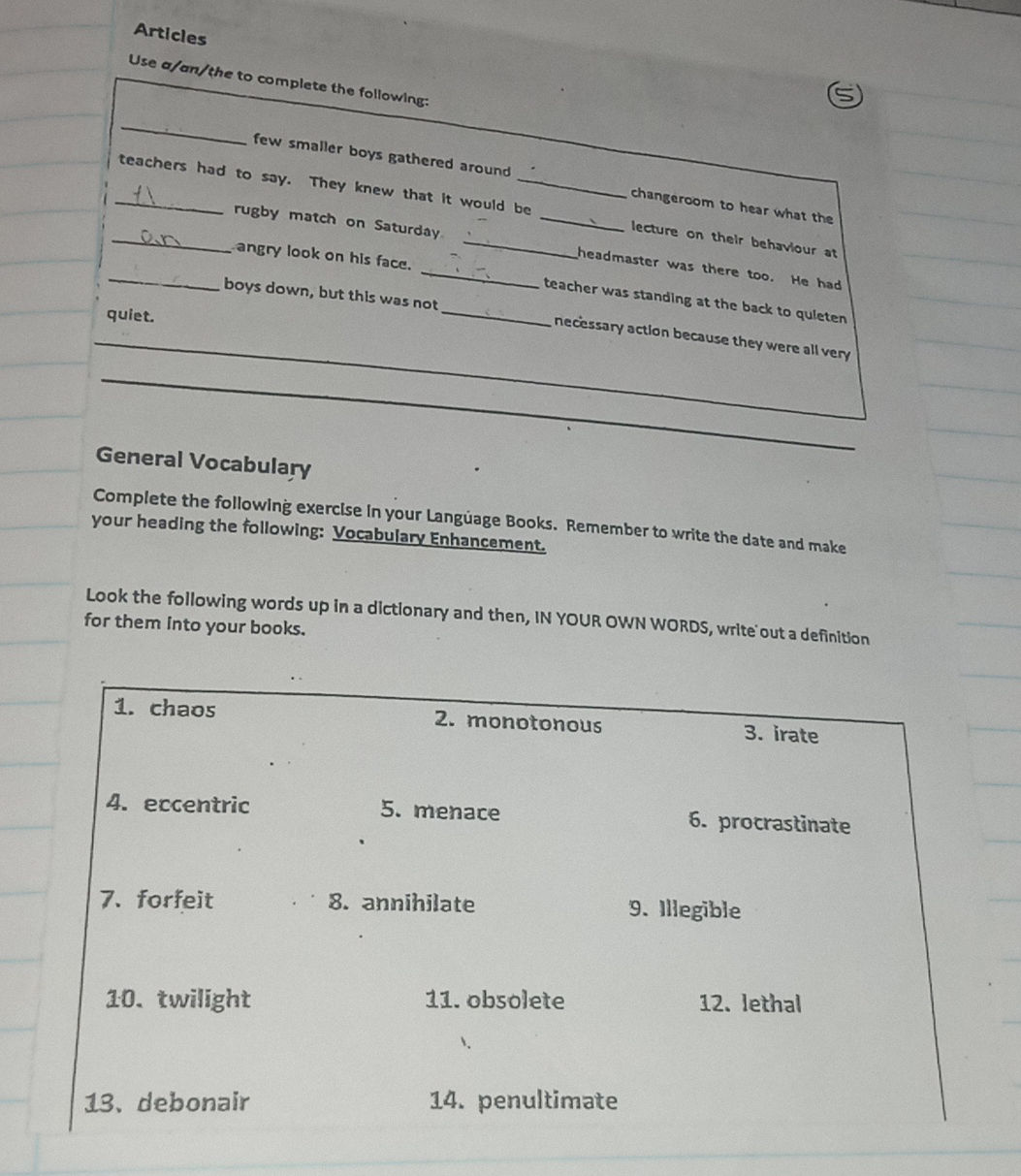 Articles Use a/an/the to complete the | StudyX