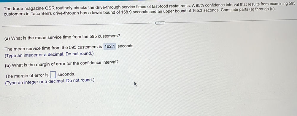 (a) What is the mean service time from the | StudyX