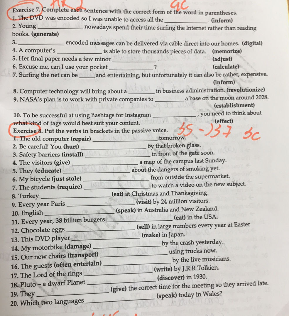 Exercise 7. Complete each sentence with the | StudyX