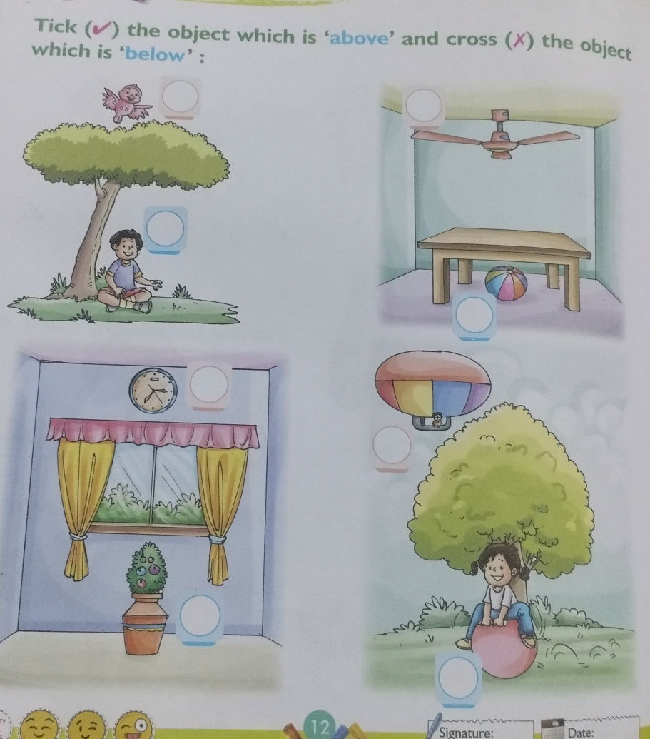 Tick ( ) the object which is 'above' and | StudyX