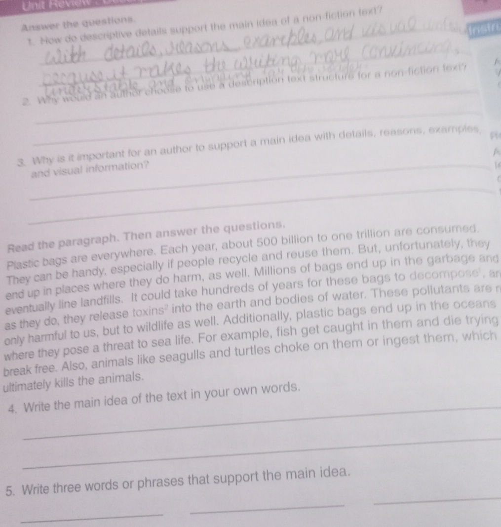 1. How do descriptive details support the | StudyX