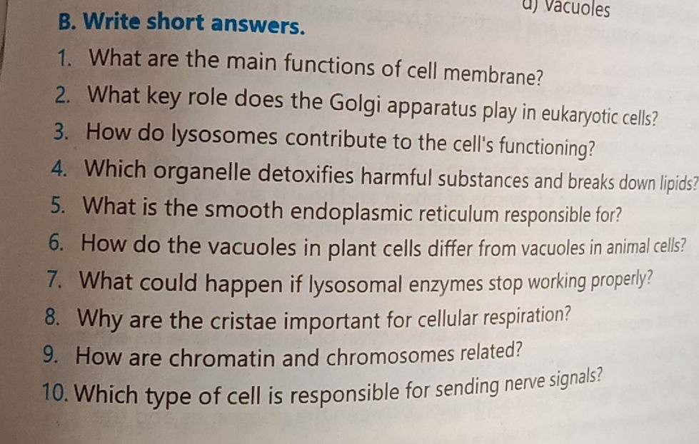 1. What are the main functions of cell | StudyX