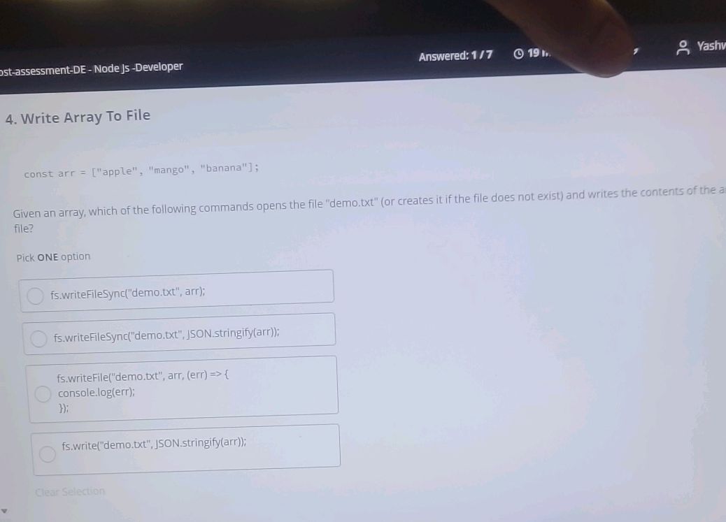 4. Write Array To File const arr = | StudyX