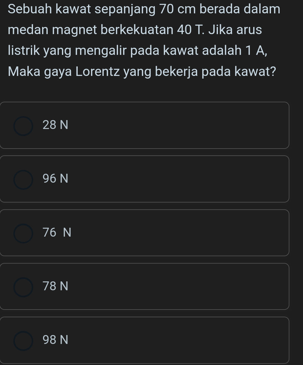 Sebuah kawat sepanjang 70 cm berada dalam | StudyX