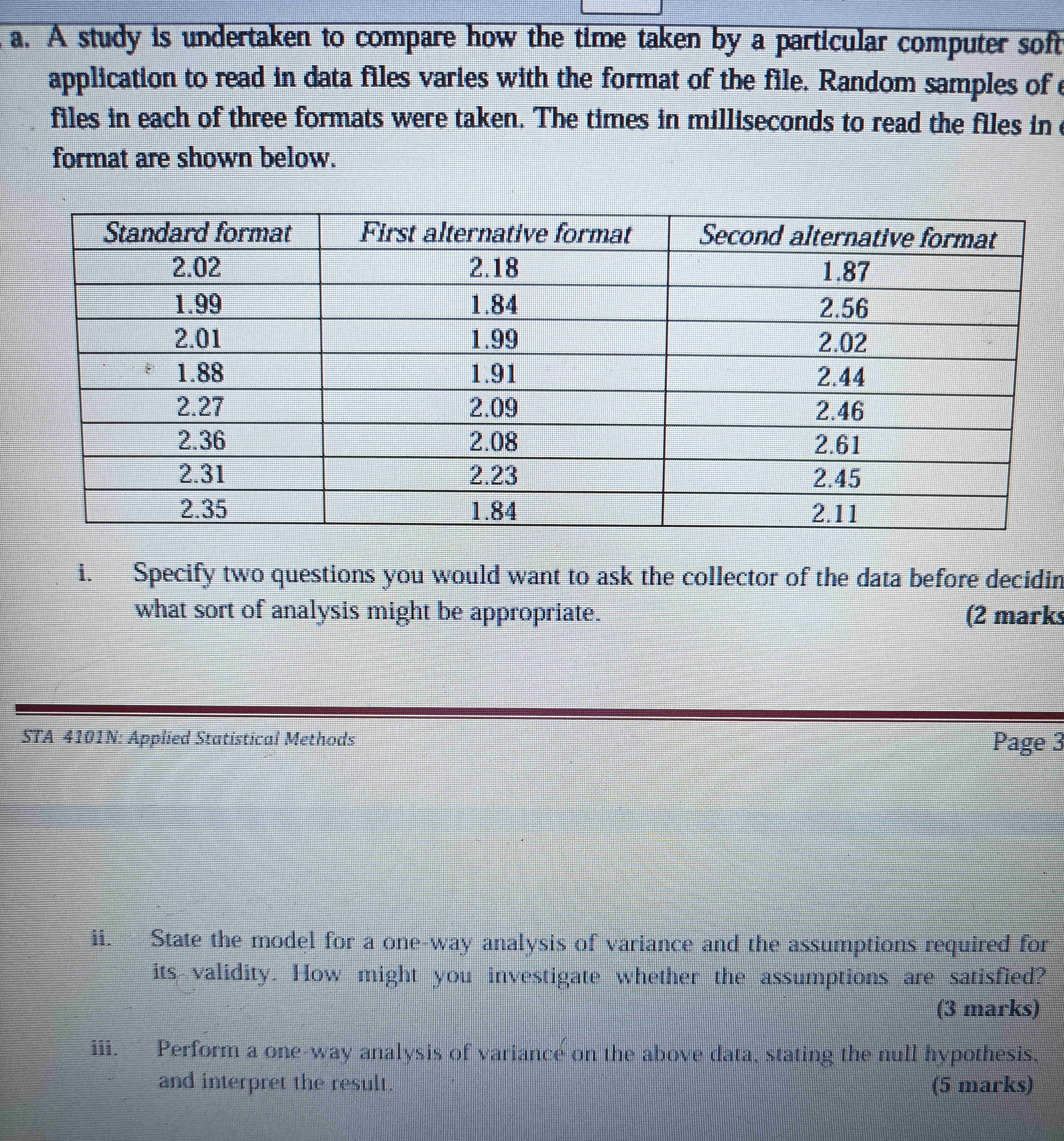 The following table shows the time taken (in | StudyX