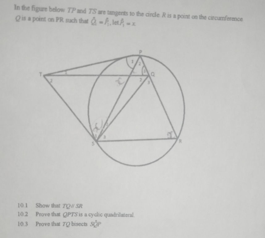 In the figure below TP and TS are tangents | StudyX