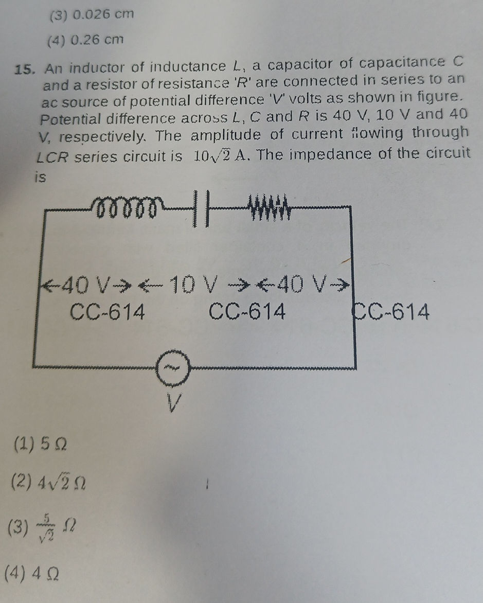 15. An inductor of inductance L, a capacitor | StudyX