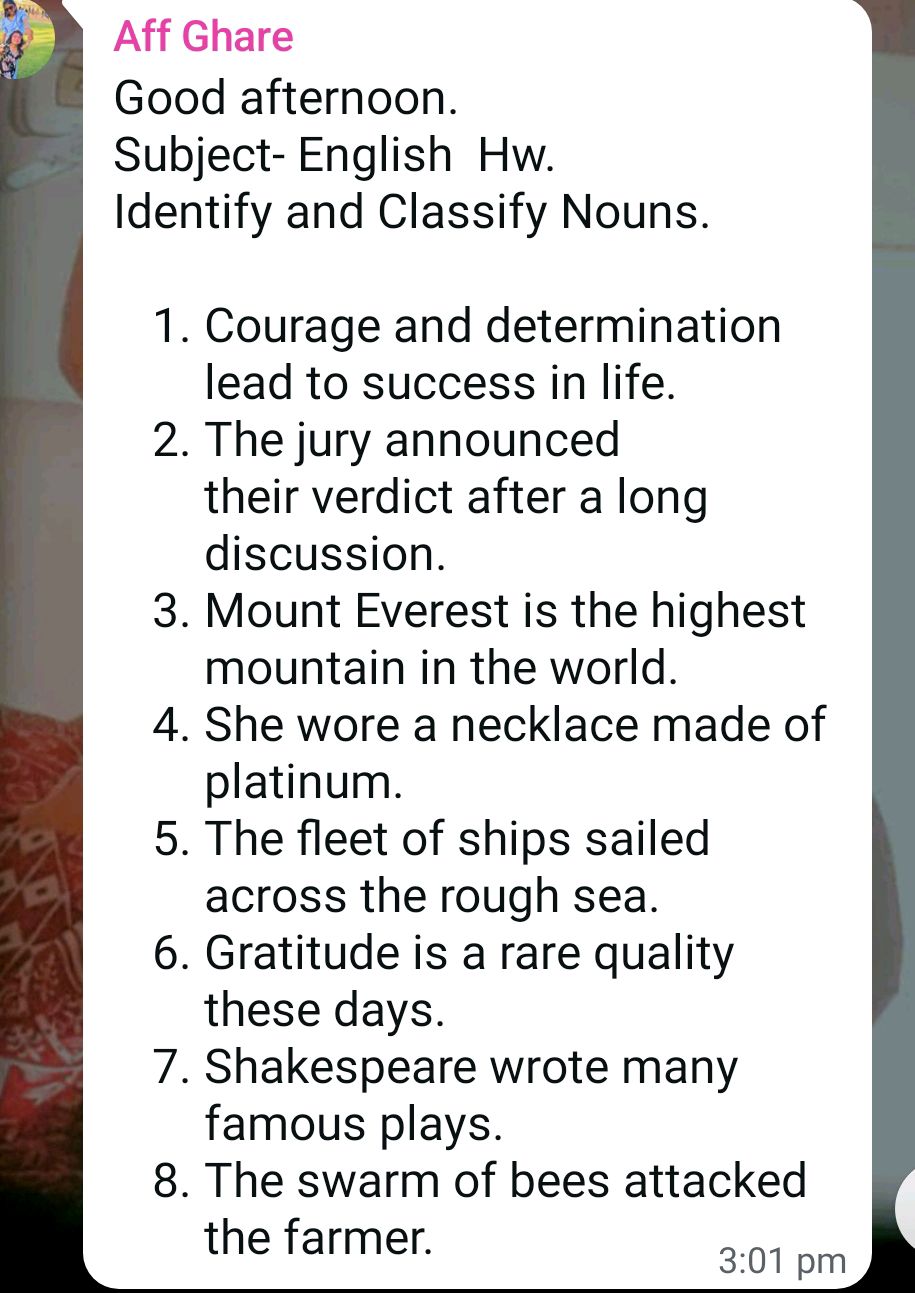 Identify and Classify Nouns. 1. Courage and | StudyX