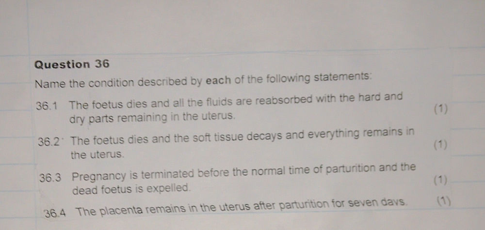 Question 36 Name the condition described by | StudyX
